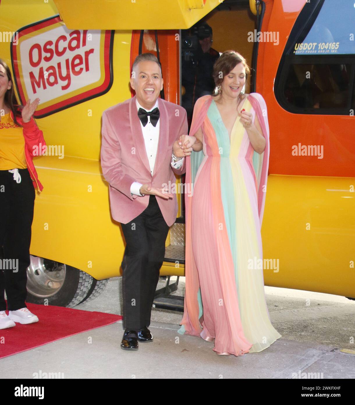 February 20, 2024 Drew Barrymore and Ross Mathews arriving back to The ...