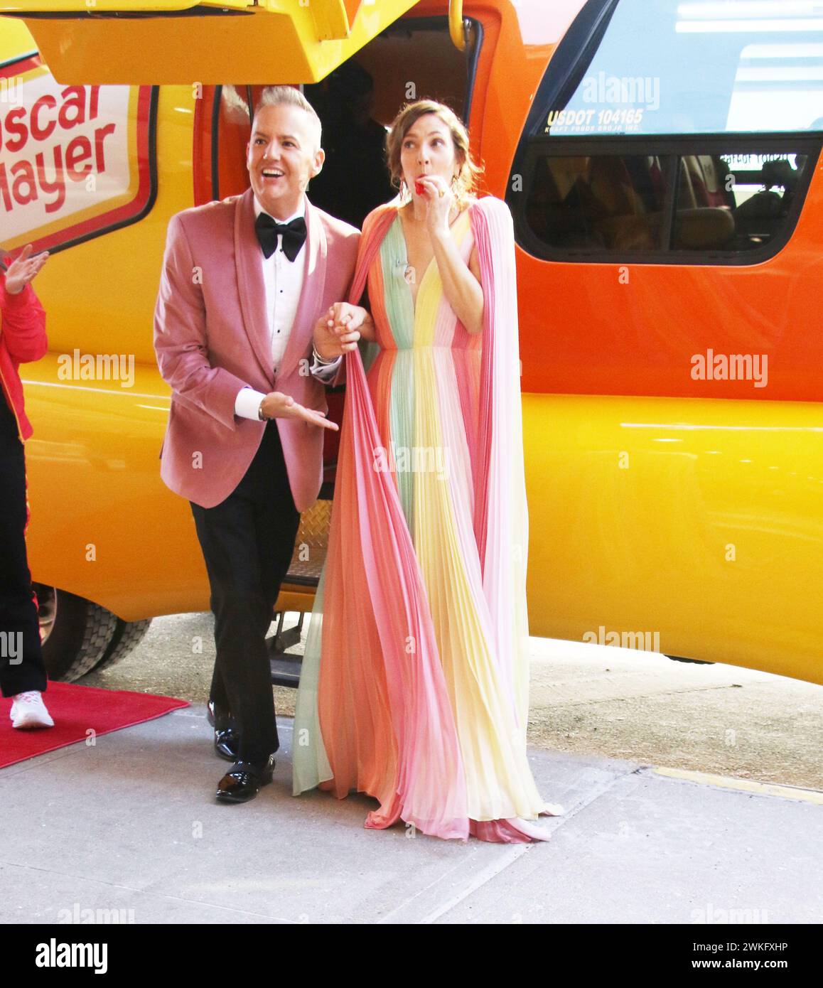 February 20, 2024 Drew Barrymore and Ross Mathews arriving back to The ...