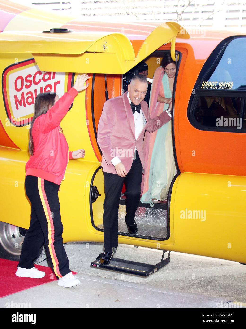 February 20, 2024 Drew Barrymore and Ross Mathews arriving back to The ...