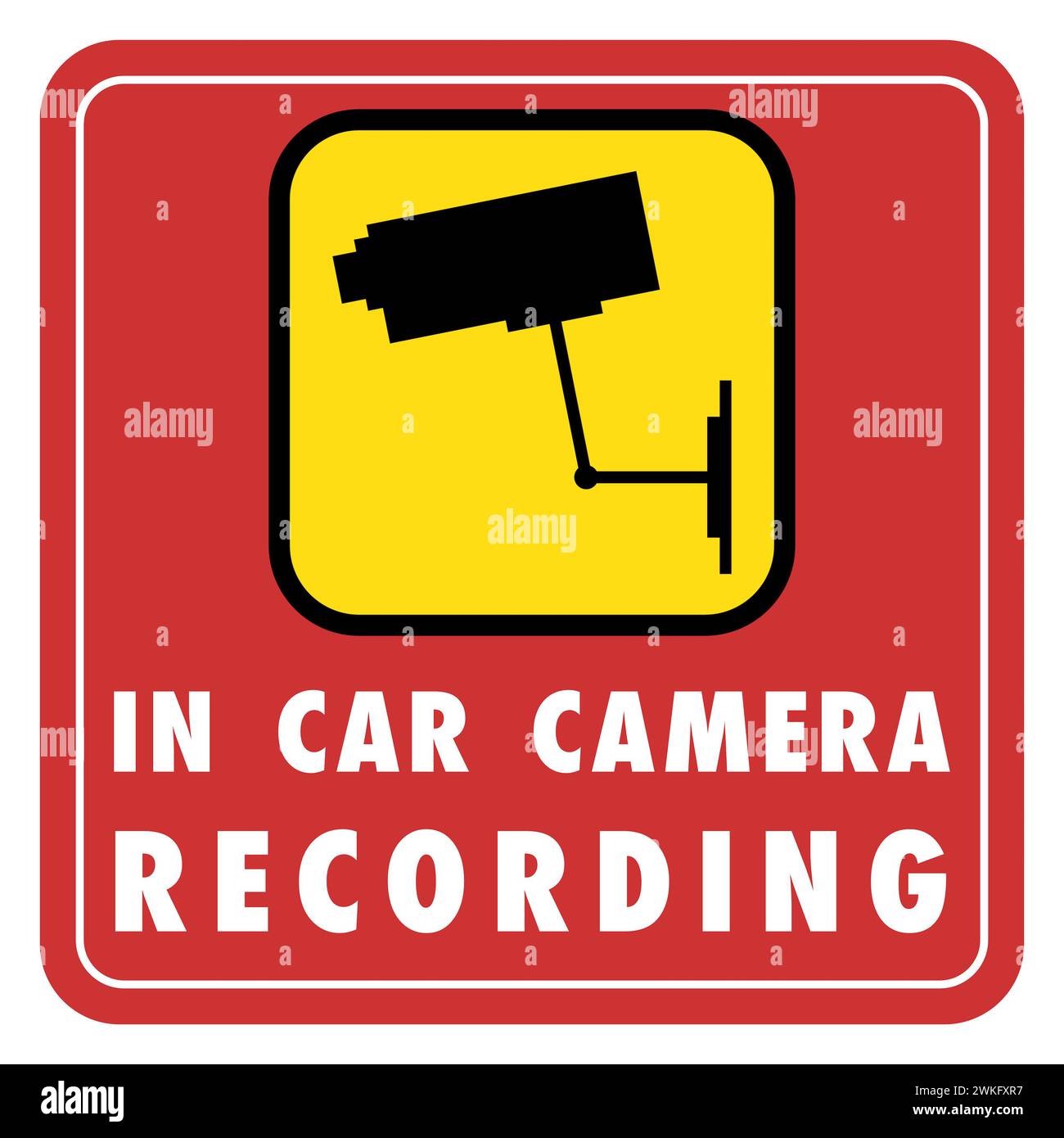 Graphic of sticker warning that in car camera recording system is in ...