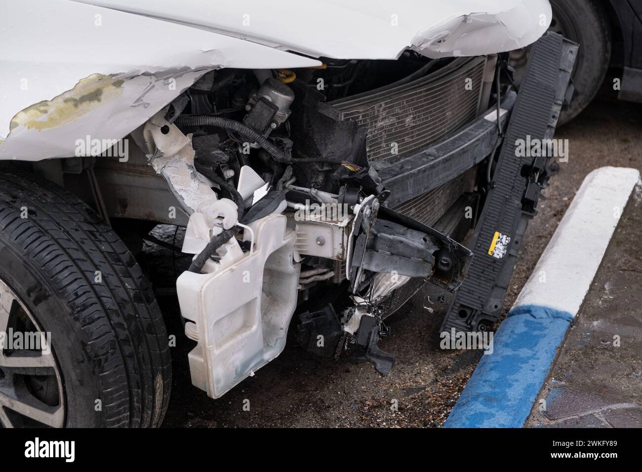 car dented and damaged. The front bumper of a private car, accident ...
