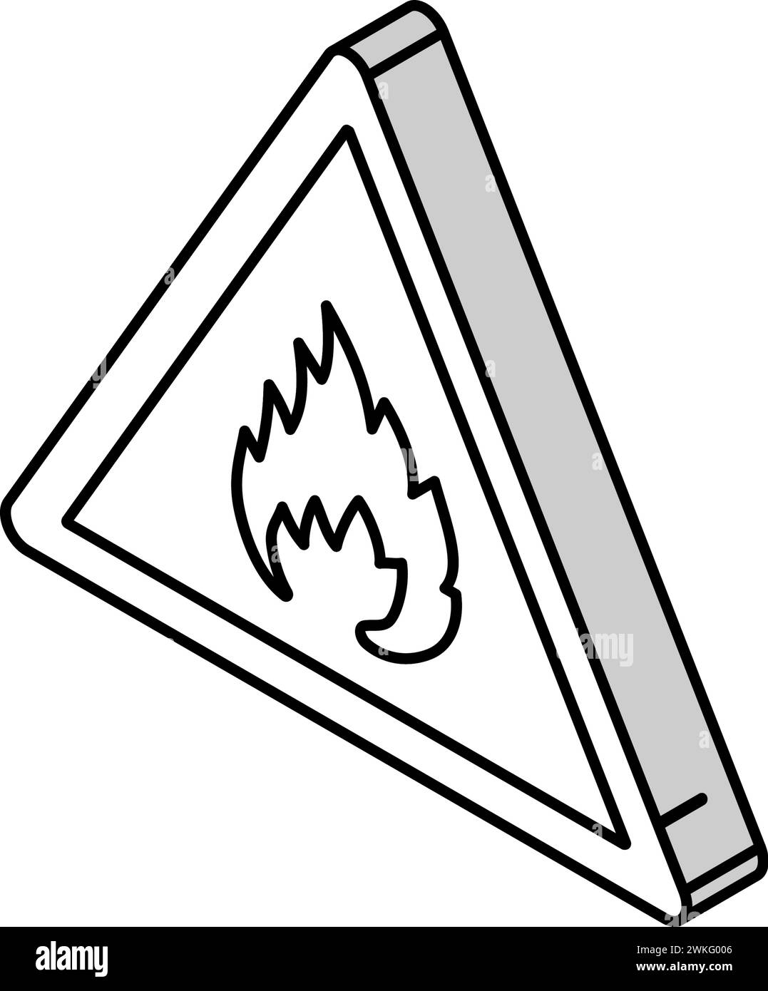 warning fire isometric icon vector illustration Stock Vector Image ...