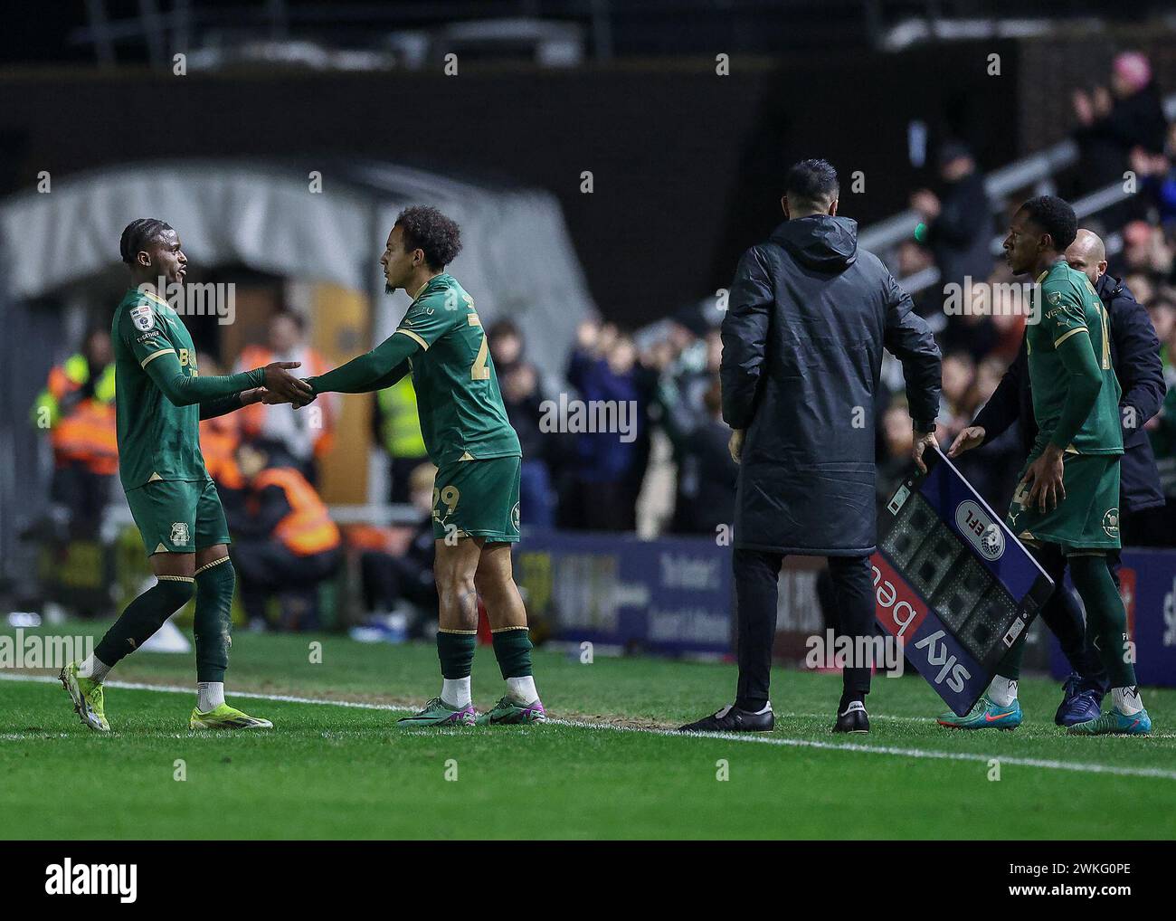 Bali Mumba of Plymouth Argyle is substituted off during the Sky Bet ...