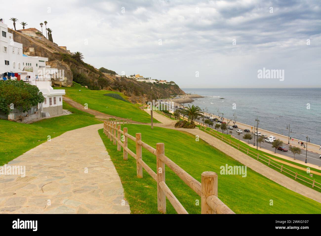 Tangier, Morocco. October 16th, 2022 - A walkway in the Hafa garden and ...