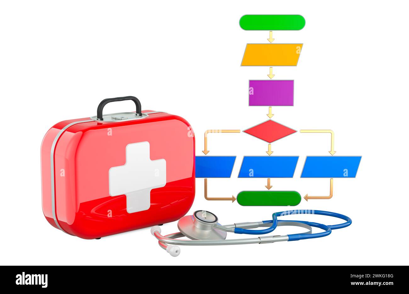 Algorithm Treatment Concept 3d Rendering Isolated On White Background