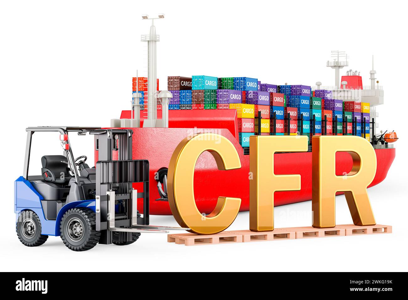 Cost and Freight, concept. Cargo Container Ship with cargo containers ...