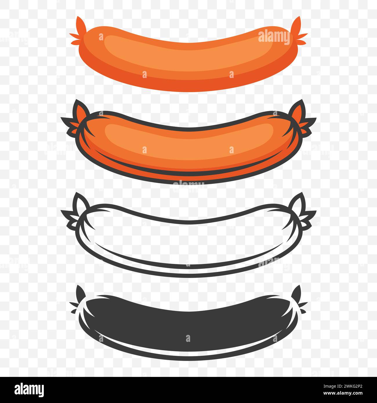 Flat Vector Sausage Set. Cartoon Sausage Design Template. Simple ...