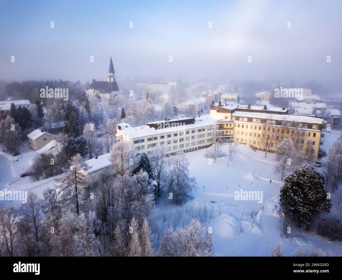 aerial view of Rovaniemi in winter, Arctic circle, Finland Stock Photo ...