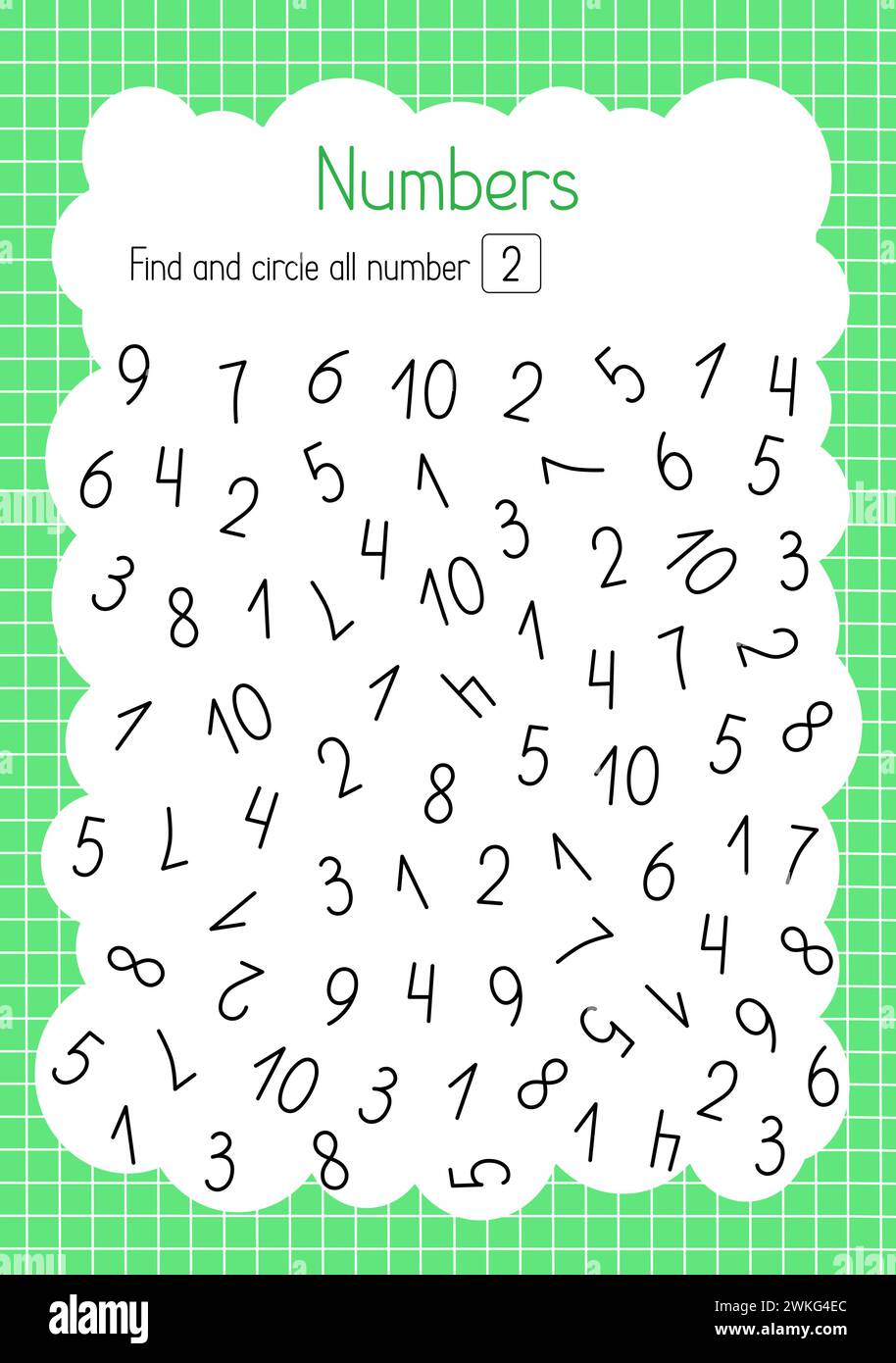 Find and circle number two simple educational activity for children ...