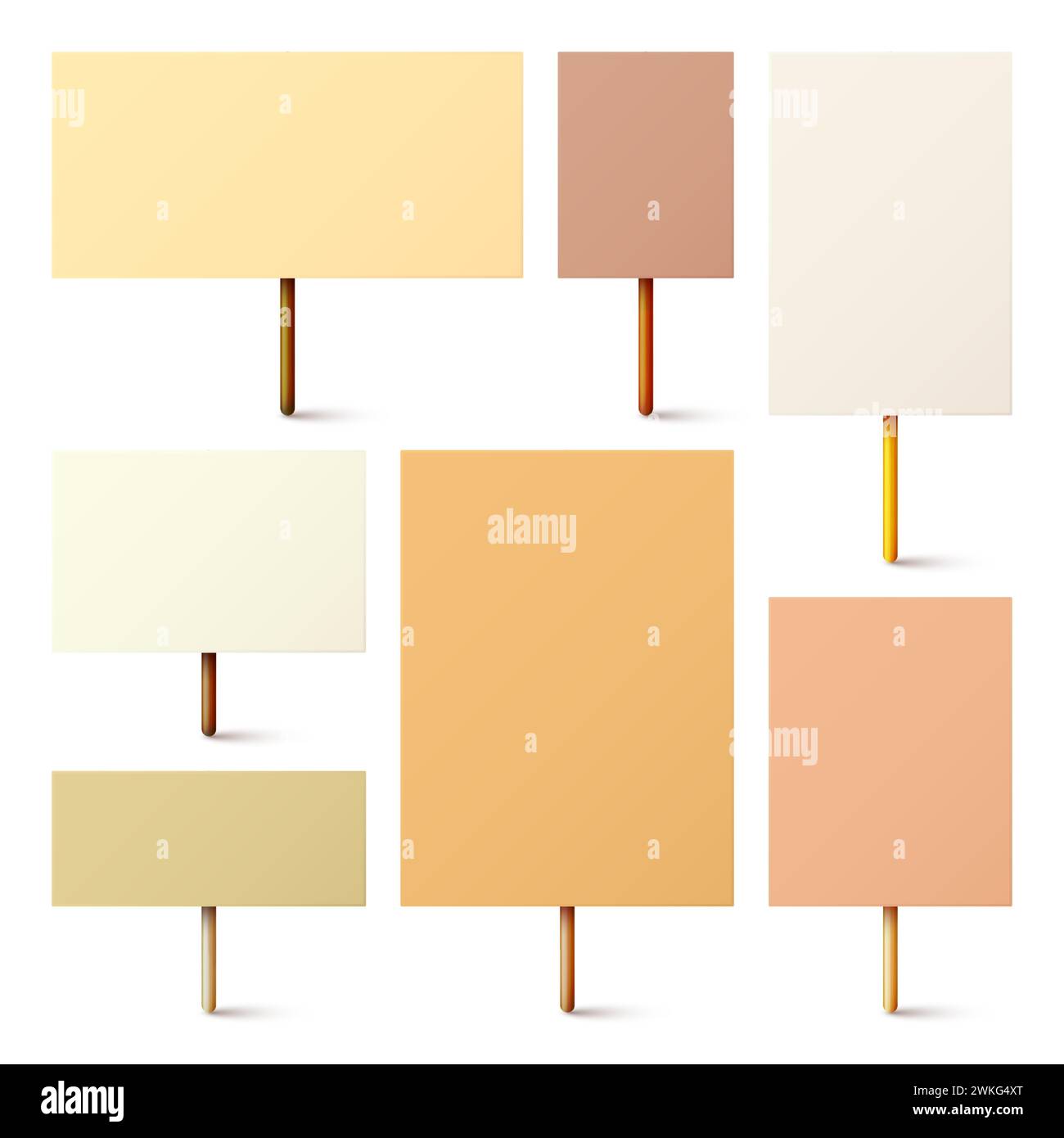 Blank colorful protest sign with wooden holder. Realistic vector ...