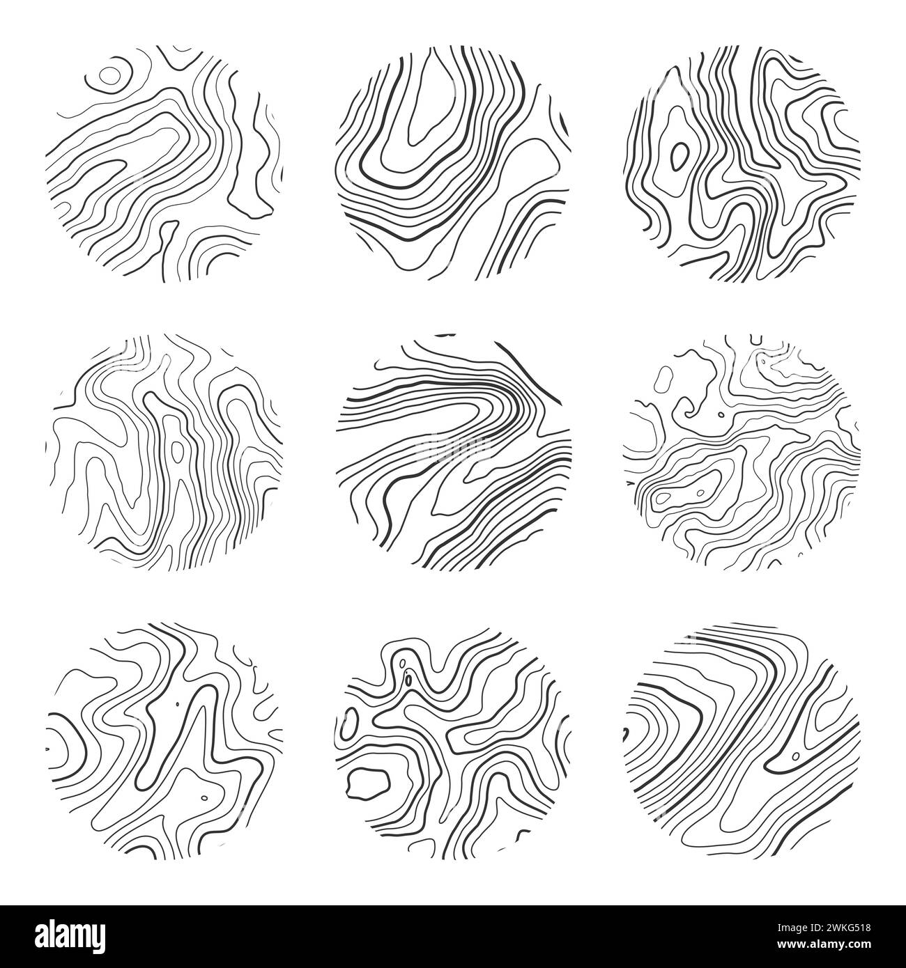 Topographic map with contour lines. Geographic terrain grid, relief height elevation. Ground ...