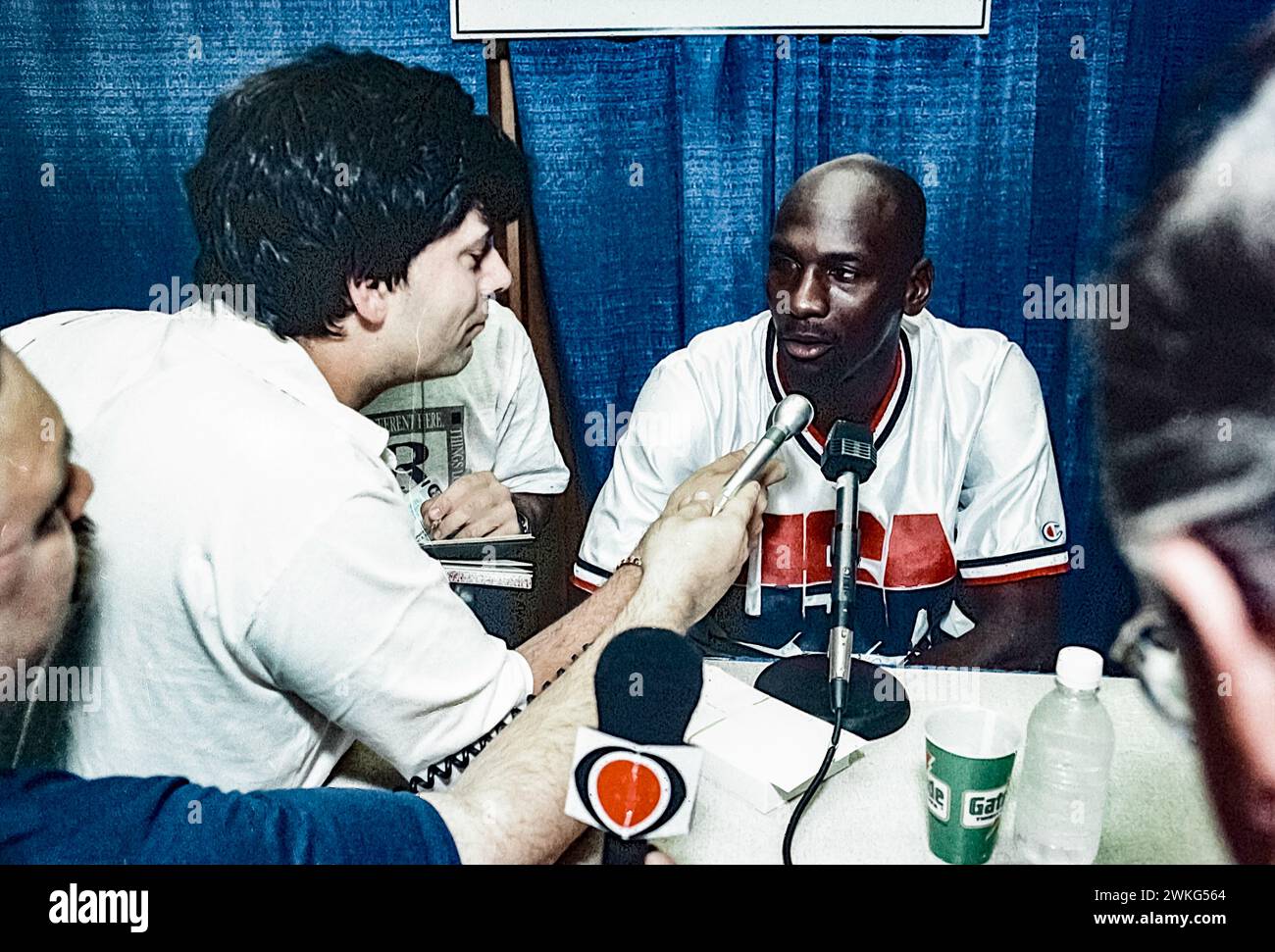 Michael Jordan (USA), press interview, 1992 Tournament of the Americas ...