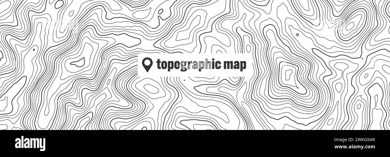 Topographic map with contour lines. Geographic terrain grid, relief ...