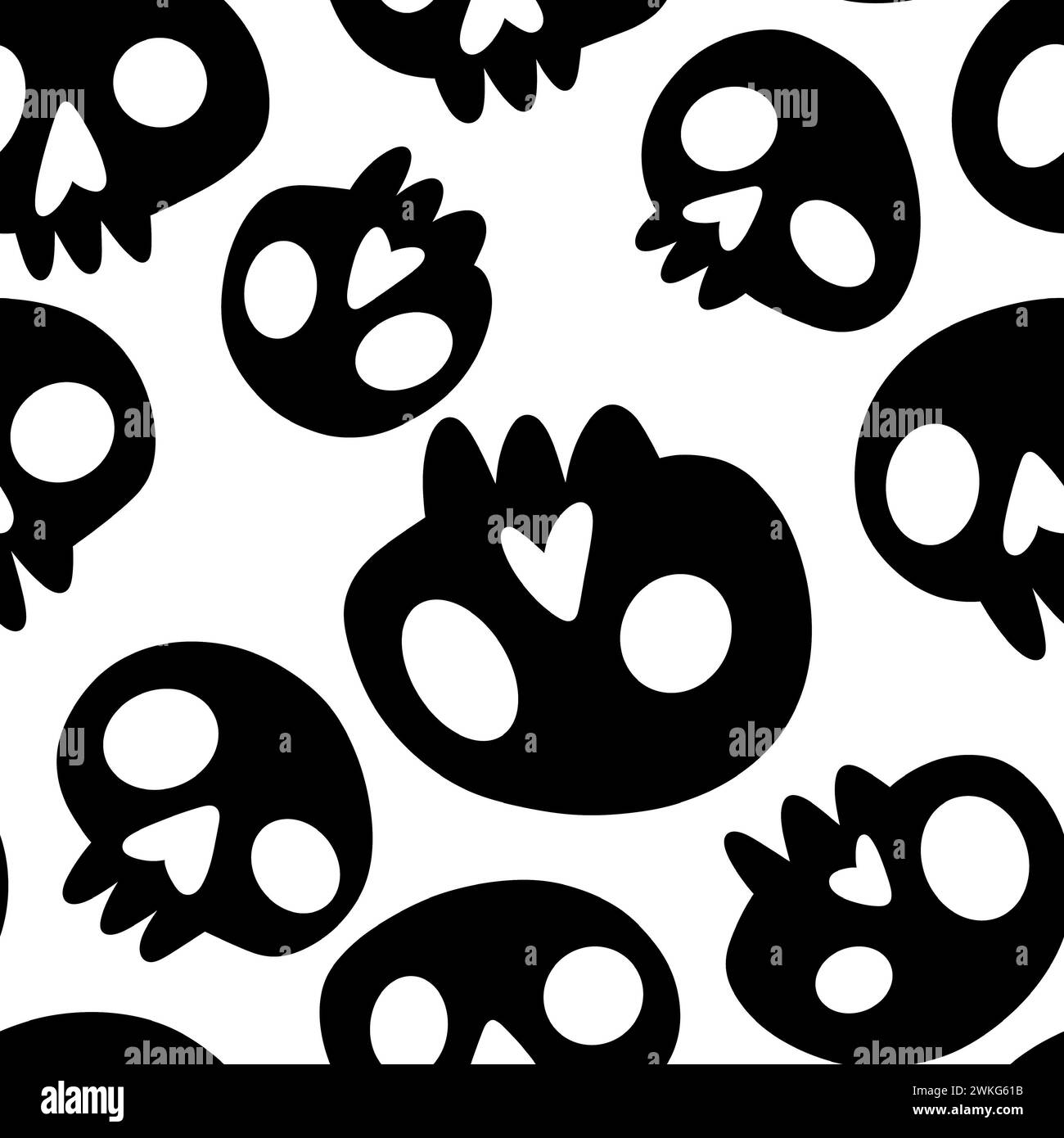 Halloween cartoon skulls seamless bones pattern for wrapping paper and ...