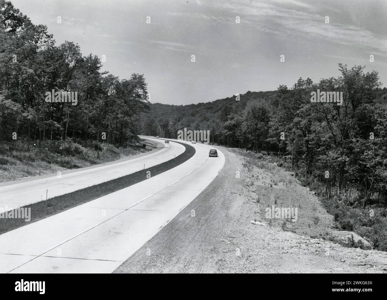 View of Pennsylvania Turnpike showing good sight distance on curve ...