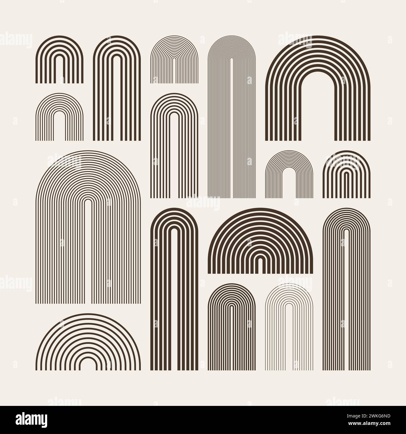 Mid century arch elements, modern geometric shapes. Contemporary design ...