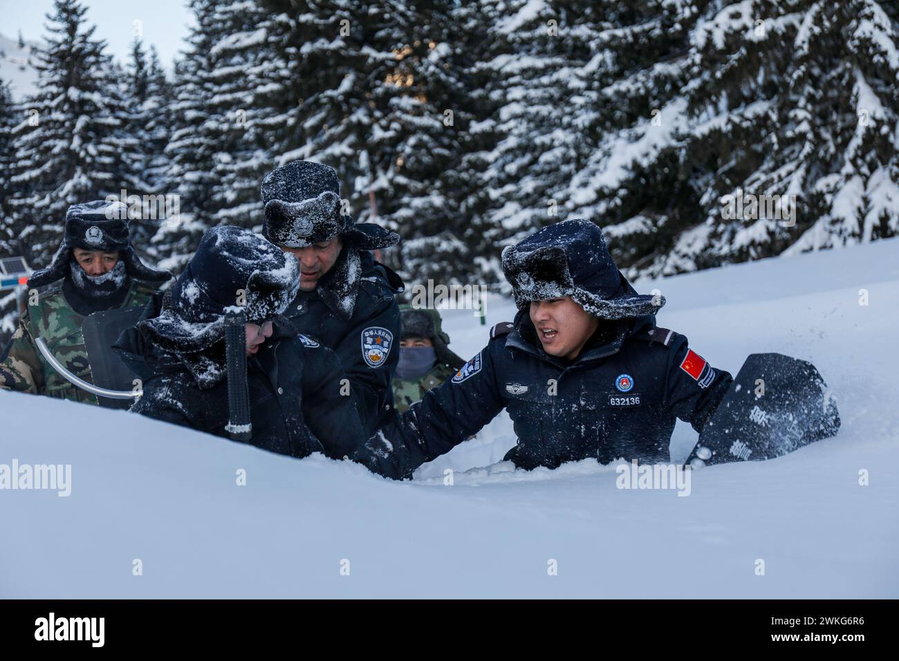 ALTAY, CHINA - FEBRUARY 20, 2024 - Border police patrol the border ...