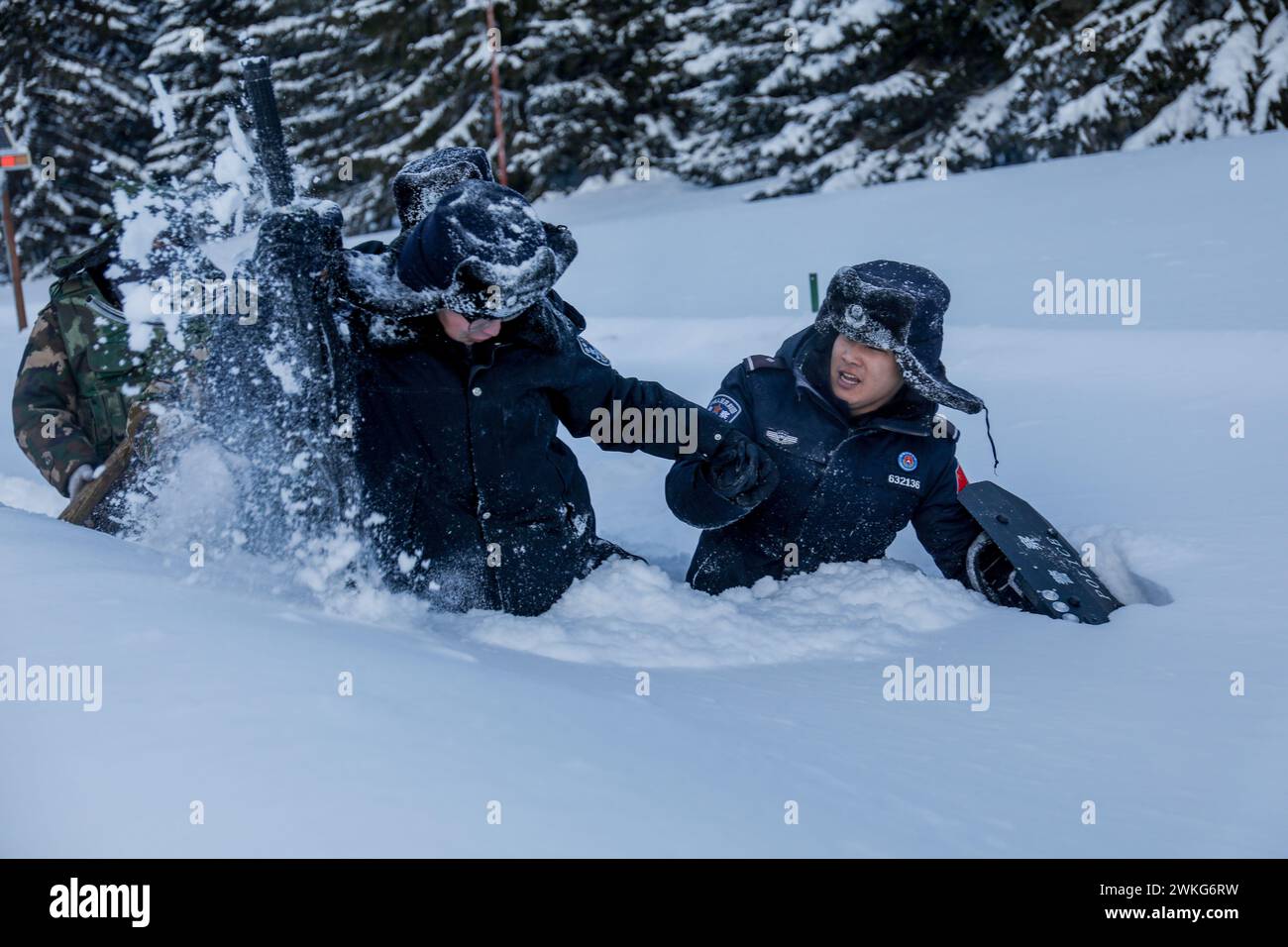 ALTAY, CHINA - FEBRUARY 20, 2024 - Border police patrol the border ...