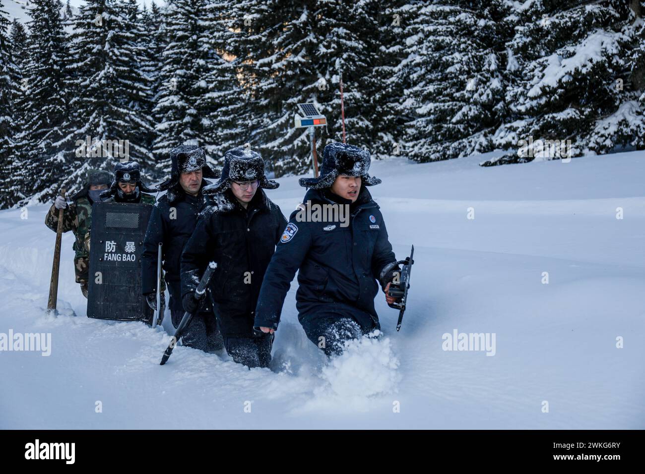 ALTAY, CHINA - FEBRUARY 20, 2024 - Border police patrol the border ...