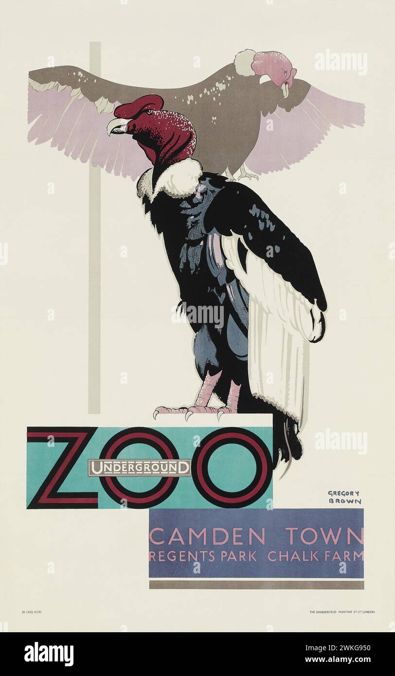 Vintage Travel Poster for London Underground Travel to the Zoo "Camden ...