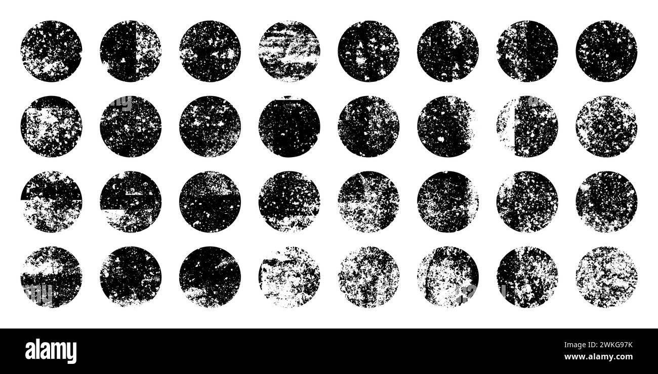 Grunge circles with stains and scratches. Circle brush stroke, round ...
