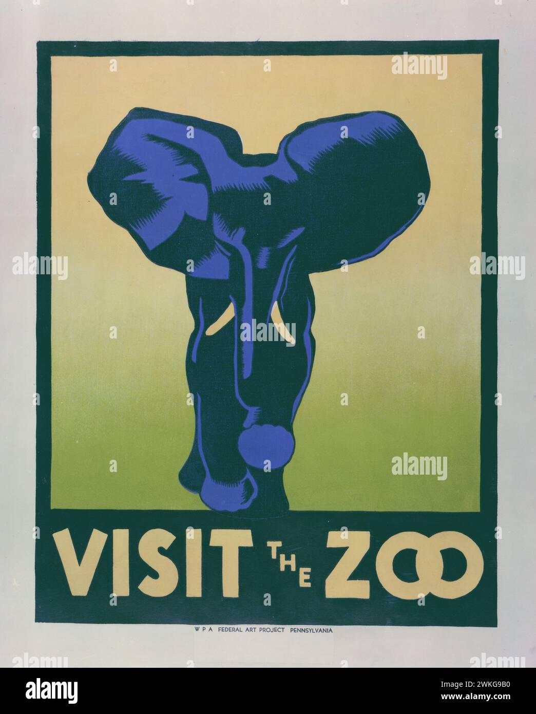 Vintage Travel Poster Visit The Zoo, Philadelphia, Pennsylvania Stock ...