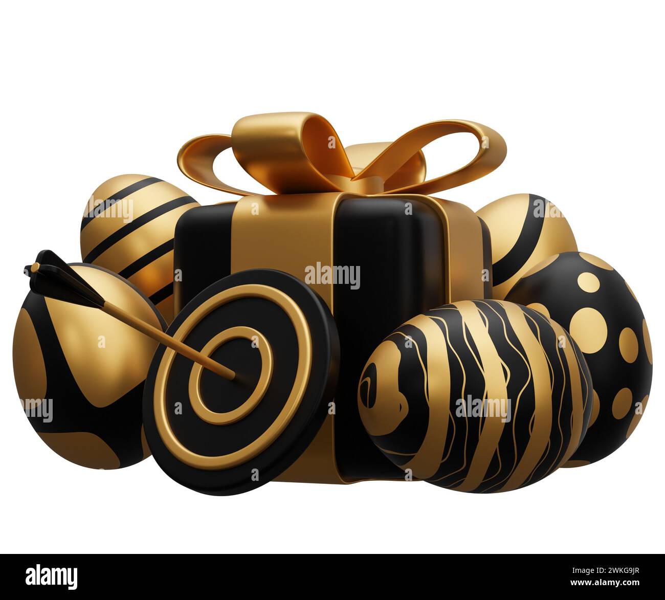 target arrow easter gift. 3d render illustration isolated on white ...