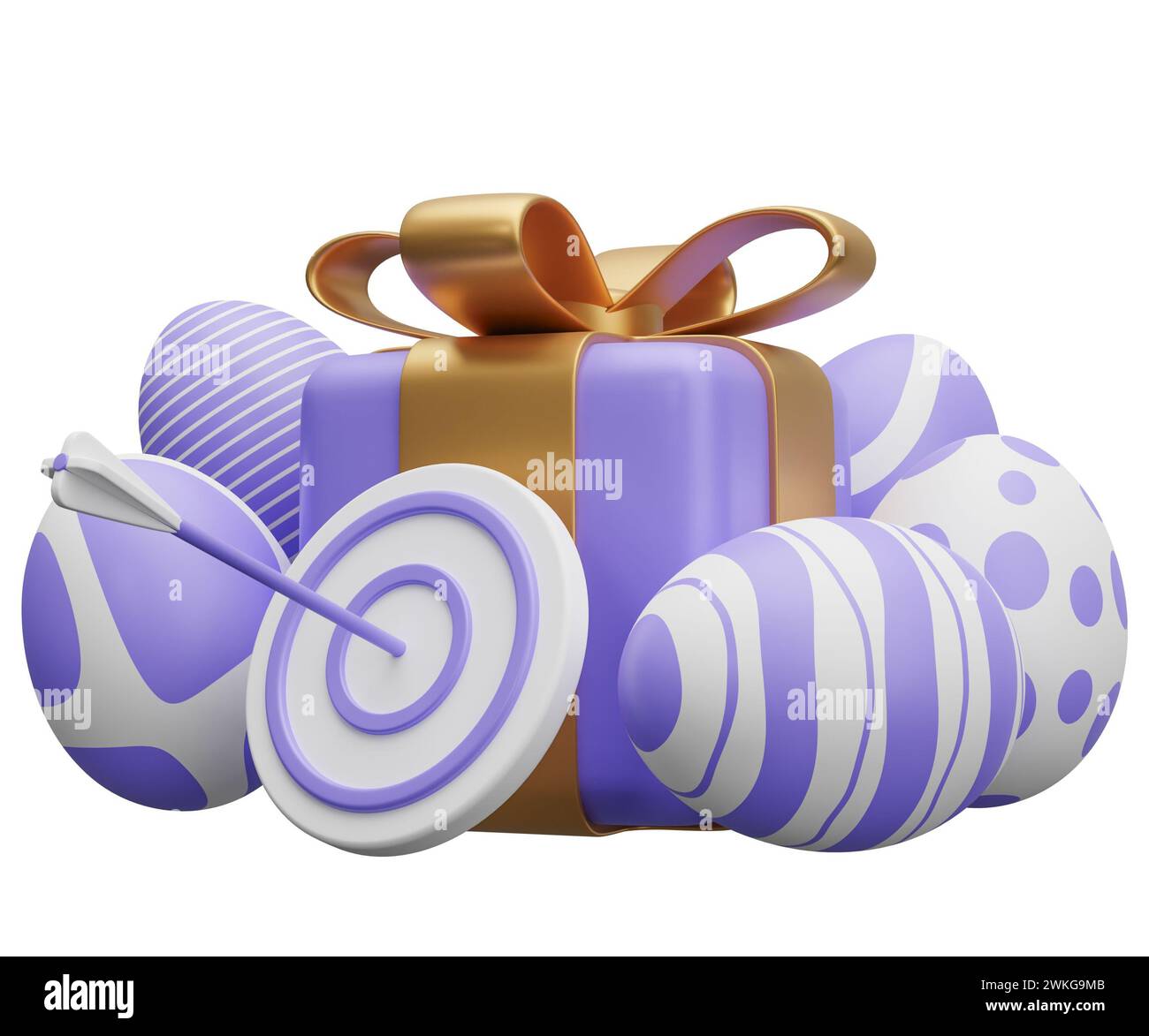 target arrow easter gift. 3d render illustration isolated on white ...