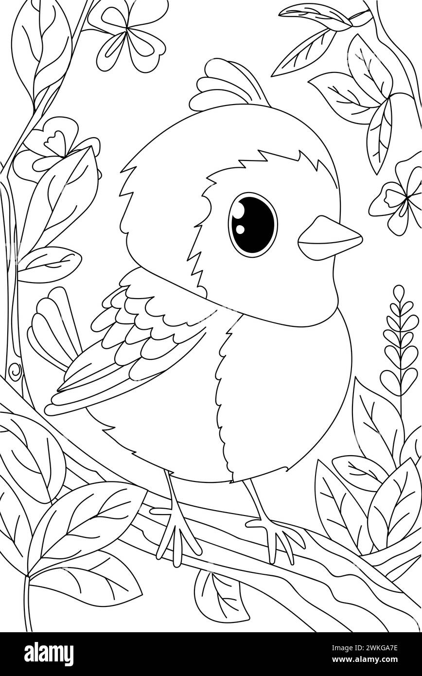 Book Coloring For Kids, Little Bird Page Coloring For Preschoolers ...
