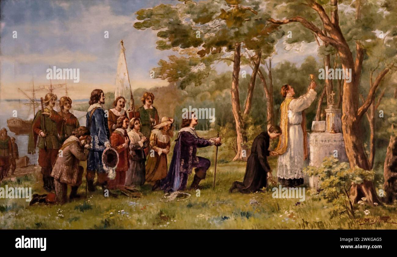 Historical Painting of the history of Montreal, Canada, as the French ...