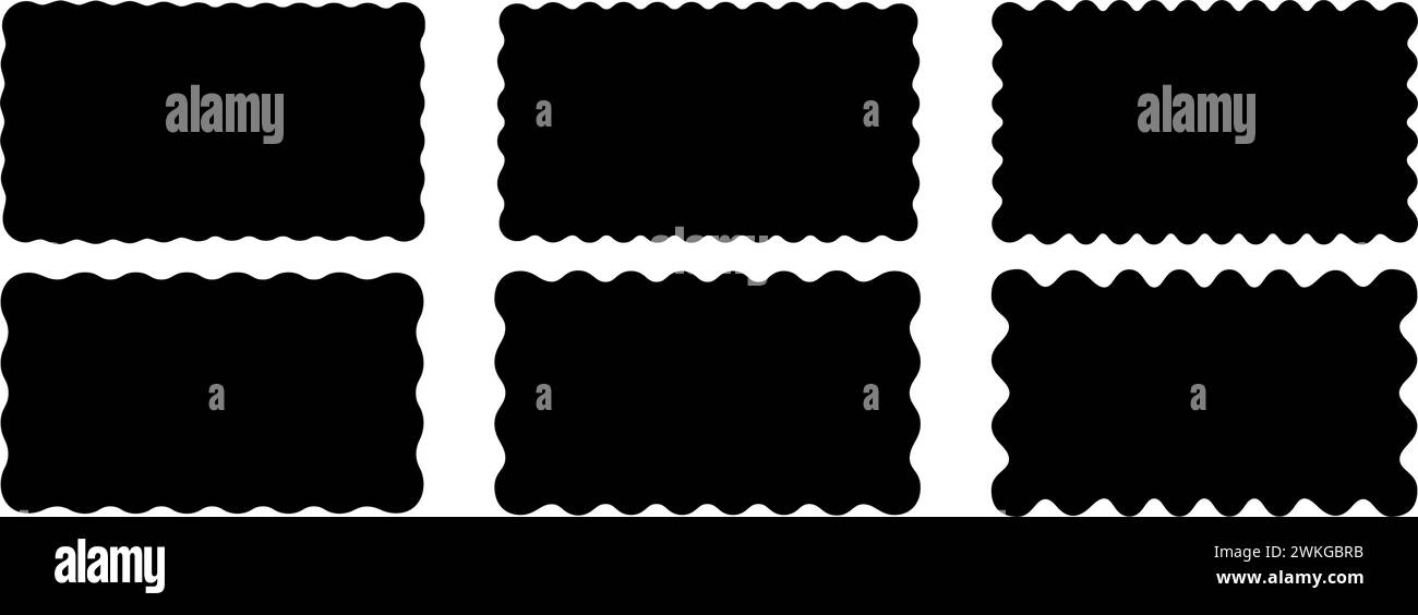 Set or rectangular shapes with squiggly borders. Tags, labels, stamps ...