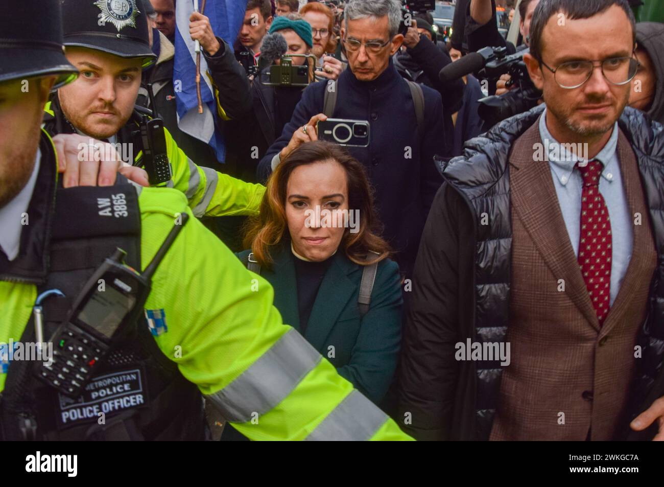 London, UK. 20th February 2024. Stella Assange leaves the High Court on ...