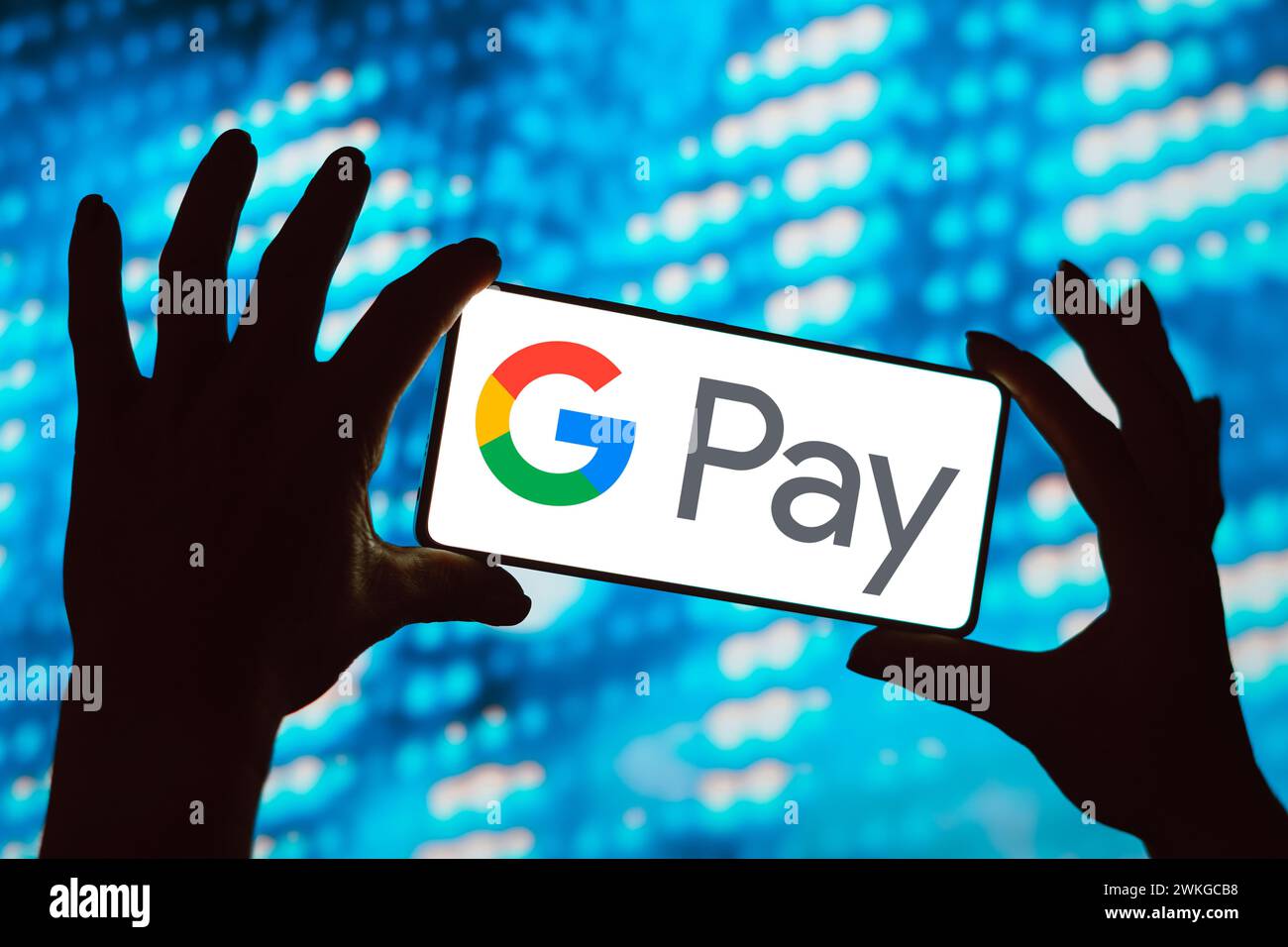 In this photo illustration, the Google Pay logo is displayed on a ...