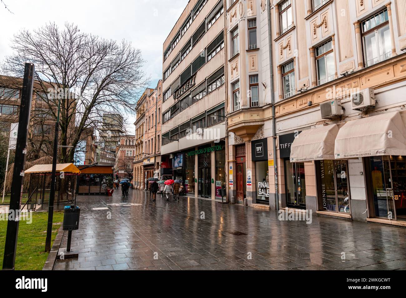 Sarajevo - Bosnia and Herzegovina - 11 FEB 2024: Ferhadija street is ...