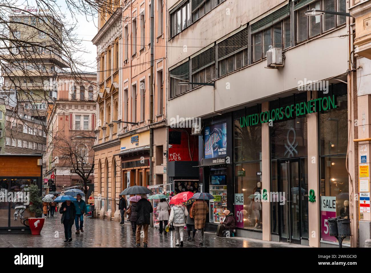 Sarajevo - Bosnia and Herzegovina - 11 FEB 2024: Ferhadija street is ...