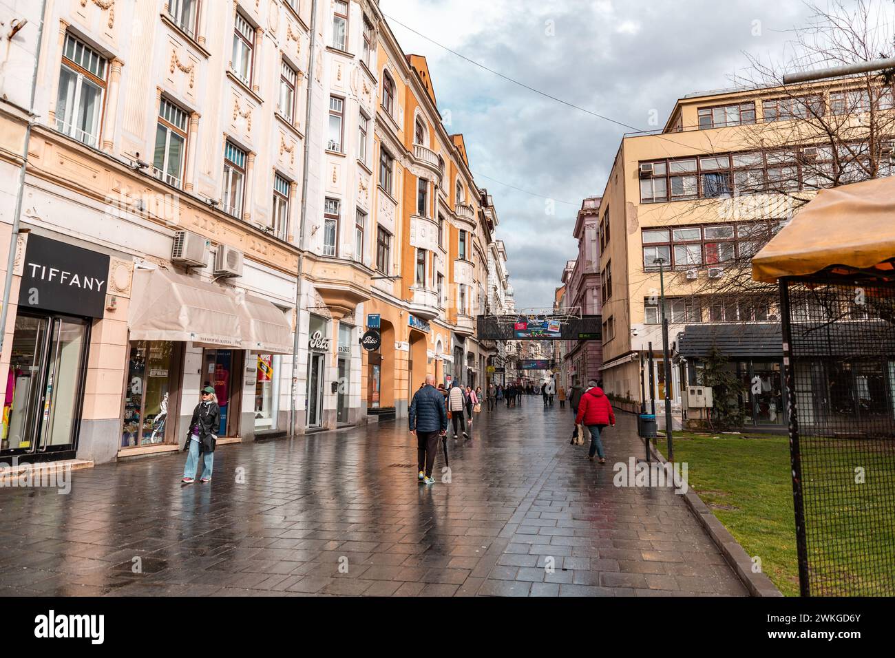 Sarajevo - Bosnia and Herzegovina - 11 FEB 2024: Ferhadija street is ...