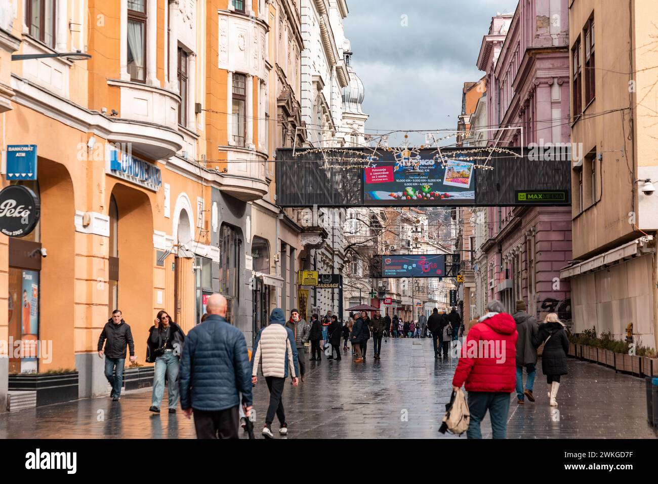 Sarajevo - Bosnia and Herzegovina - 11 FEB 2024: Ferhadija street is ...