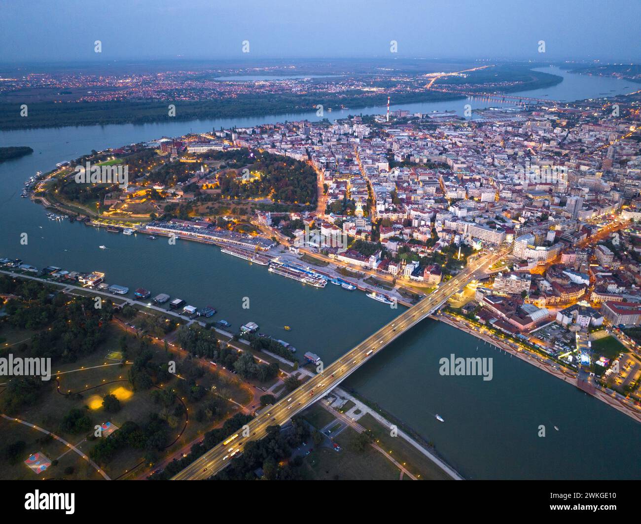 Aerial drone night shot belgrade hi-res stock photography and images ...