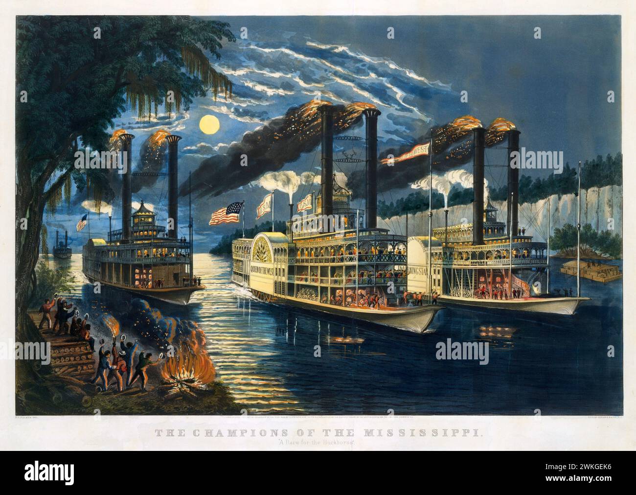 The Champions of the Mississippi. Artist: Frances Flora Bond Palmer ...