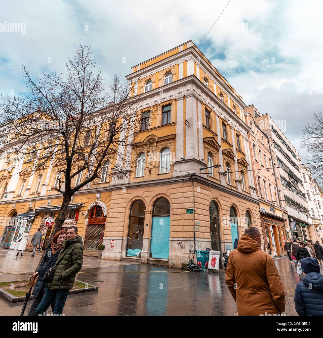Sarajevo - Bosnia and Herzegovina - 11 FEB 2024: Ferhadija street is ...