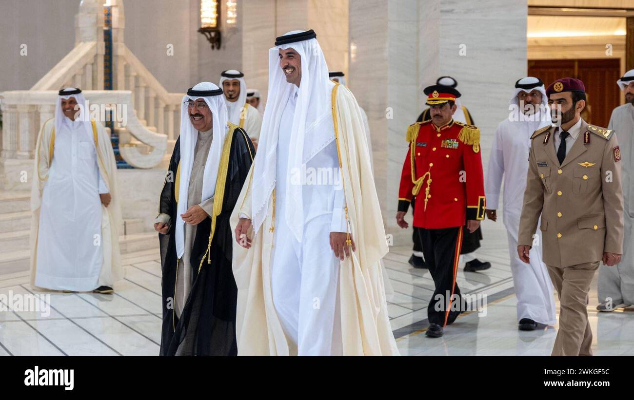 The Emir of Qatar, Sheikh Tamim bin Hamad Al Thani, receives the Emir ...