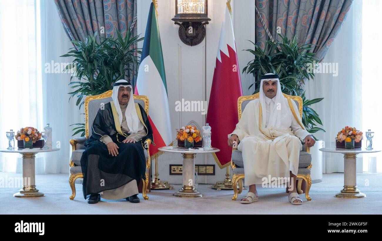 The Emir of Qatar, Sheikh Tamim bin Hamad Al Thani, receives the Emir ...