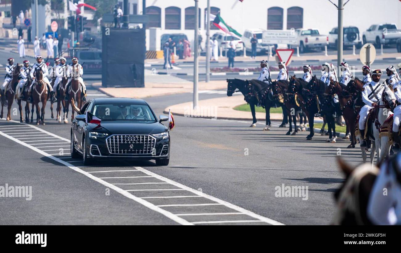 The Emir of Qatar, Sheikh Tamim bin Hamad Al Thani, receives the Emir ...