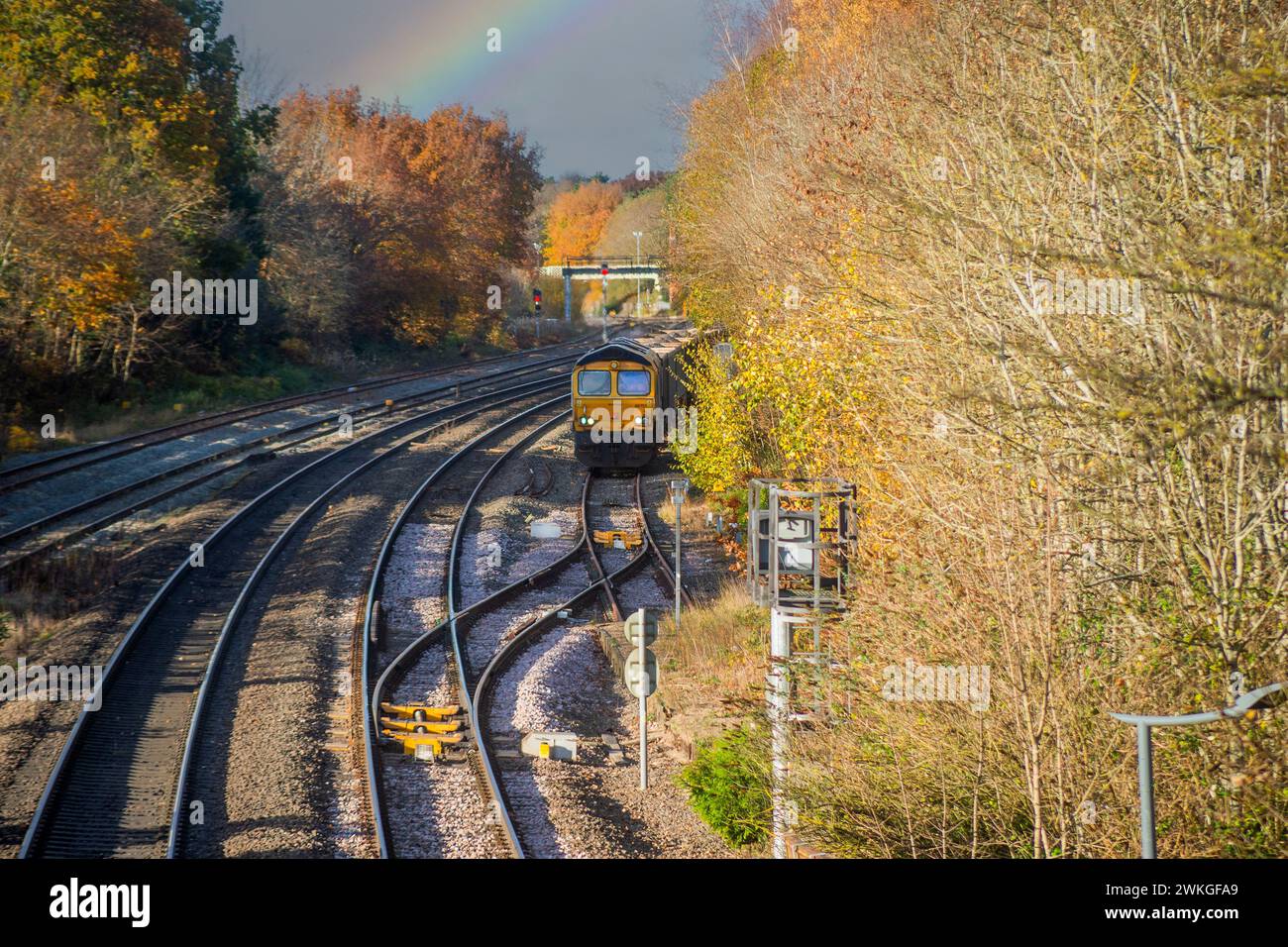 diesel powered commuter passenger local train at station west midlands ...