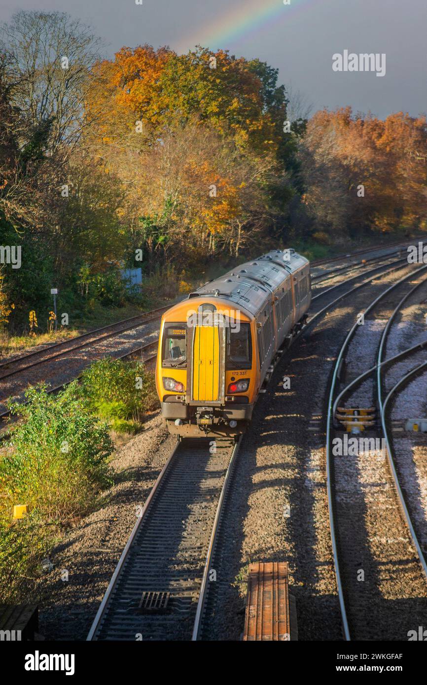 diesel powered commuter passenger local train at station west midlands ...