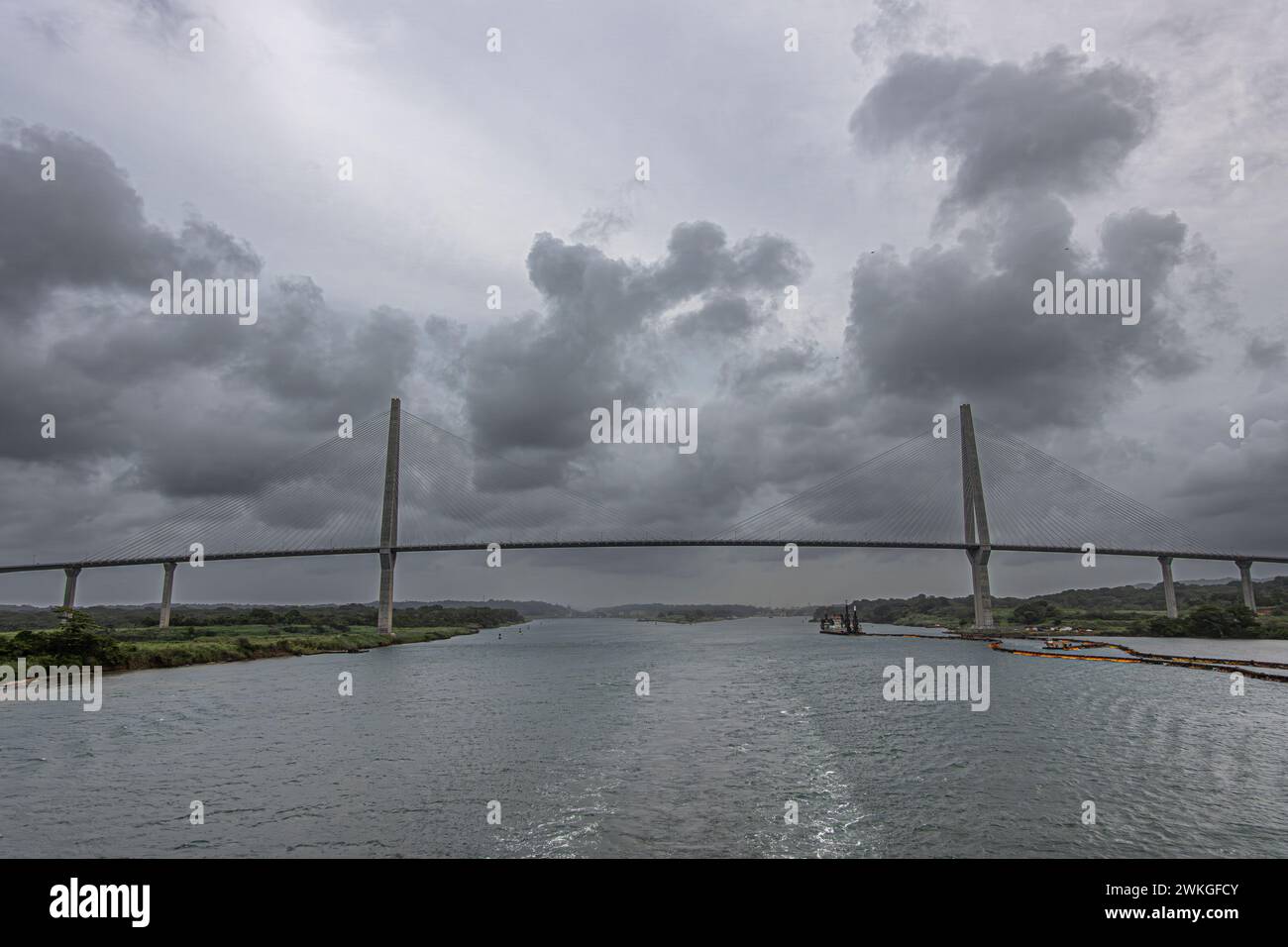 Panama Canal, Panama - July 24, 2023: Atlantic suspension bridge wide ...