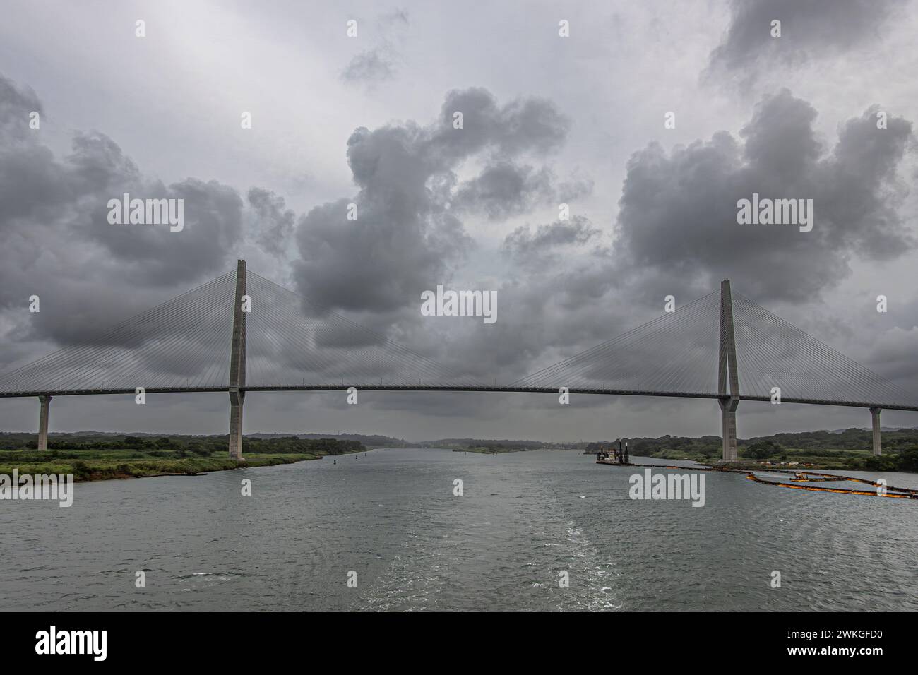 Panama Canal, Panama - July 24, 2023: Atlantic suspension bridge wide ...