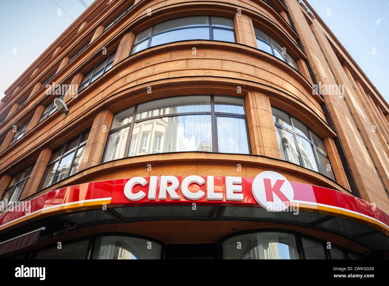 Picture of a sign with the logo of Circle K in a convenience store of ...