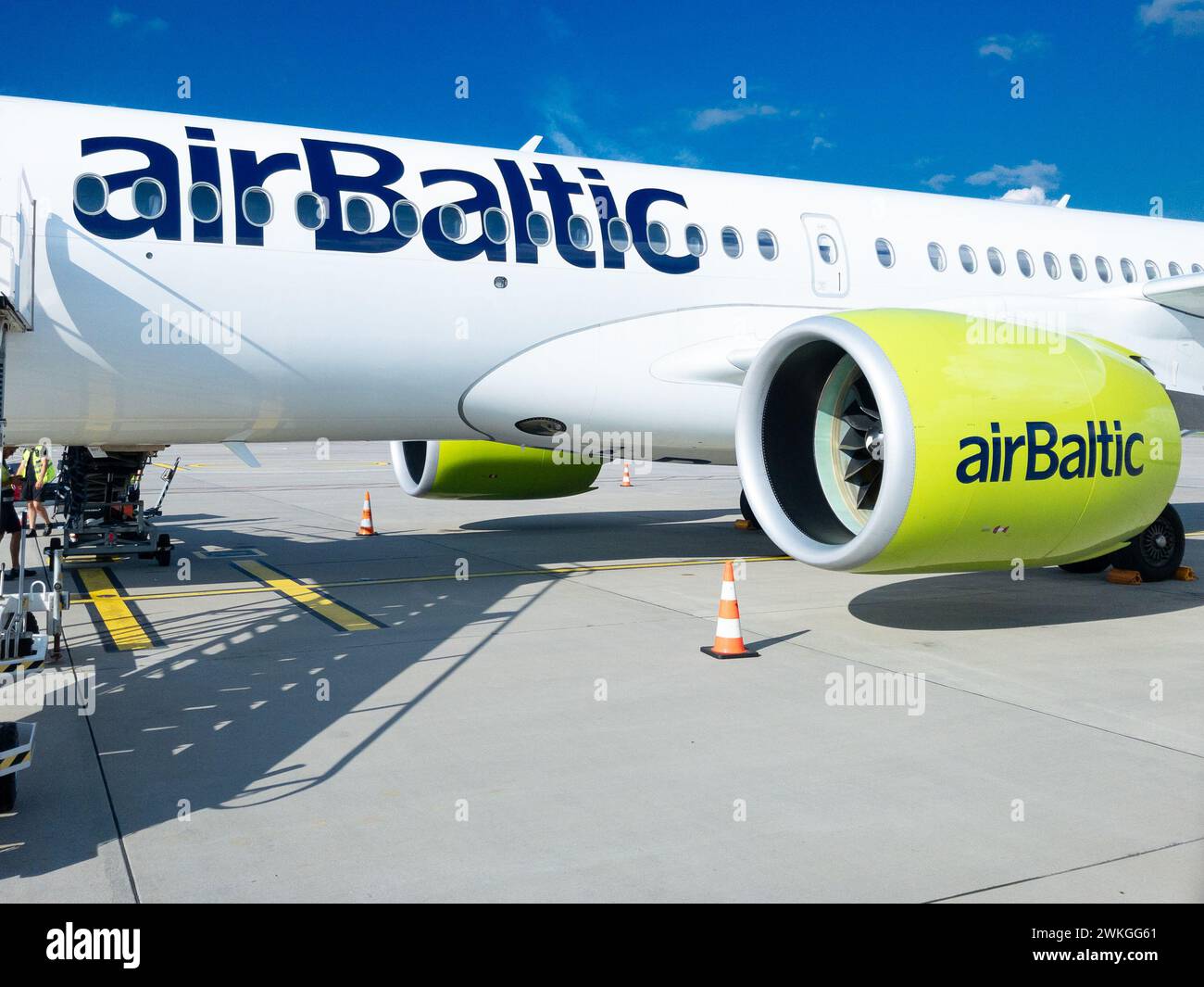 Picture of an Airbus A220 Air Baltic waiting for departure in Riga ...