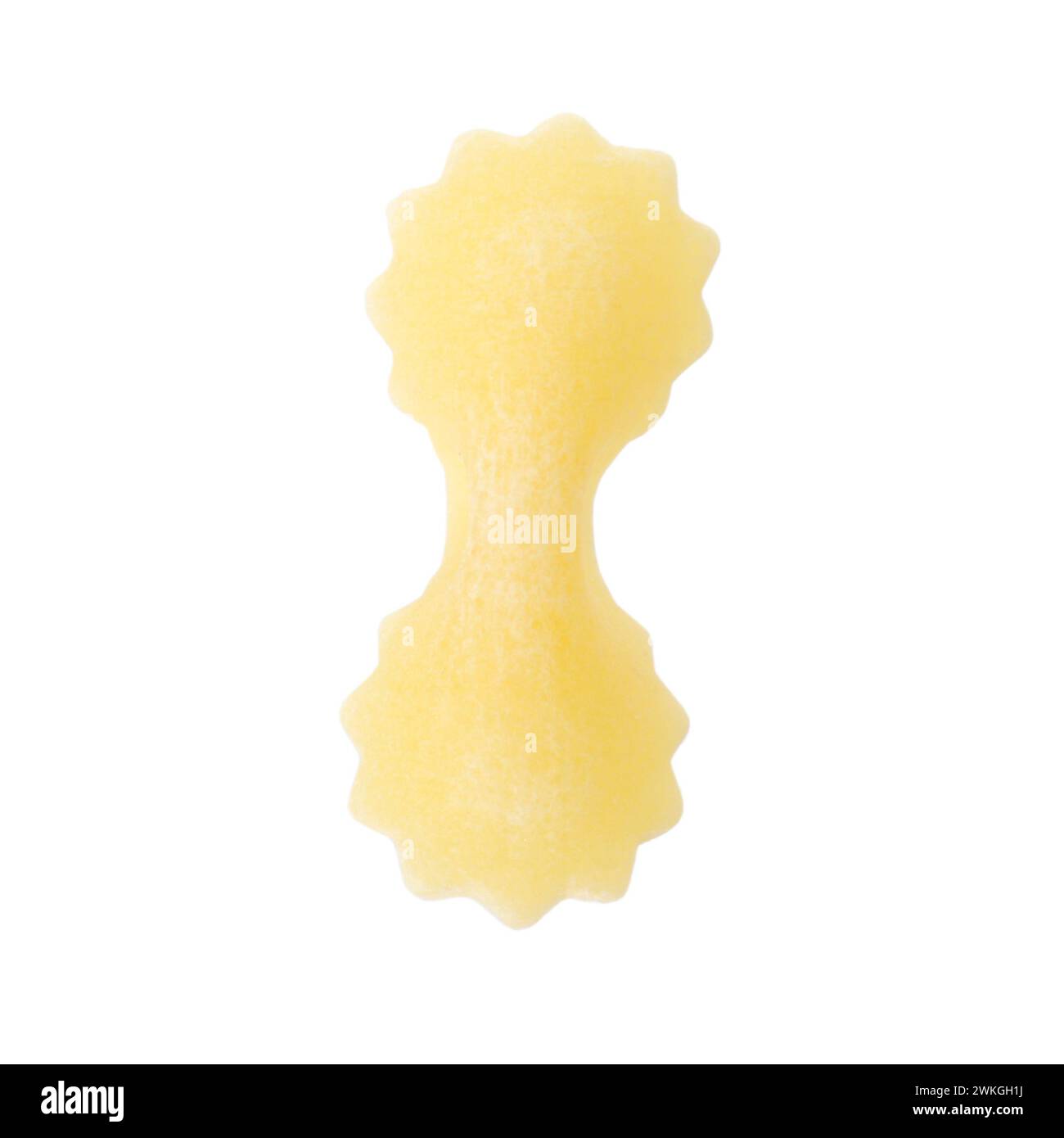 One piece of raw farfalline pasta isolated on white, top view Stock ...